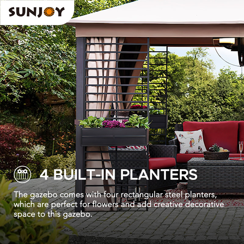 Sunjoy 11 ft. x 13 ft. Gazebos with Planters, Contempo Sunjoy 11 ft. x 13 ft. Gazebos with Planters, Contempo